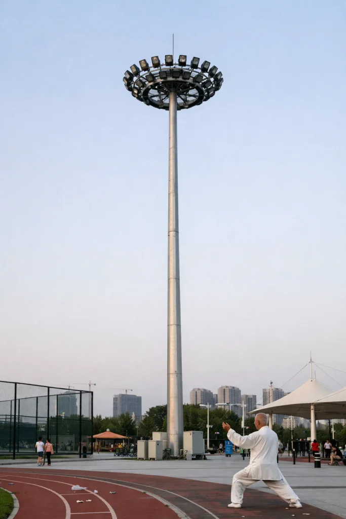 How Much Area Can a High Mast Light Cover? Height, Optics & DIALux Review